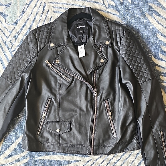 Express | Jackets & Coats | Nwt Express Black Leather Biker Jacket With ...